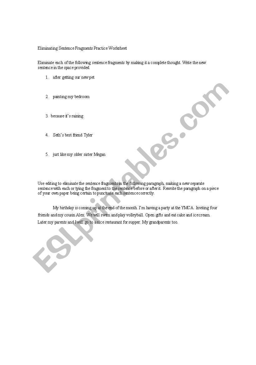 Give Me An Example Of A Fragment Sentence