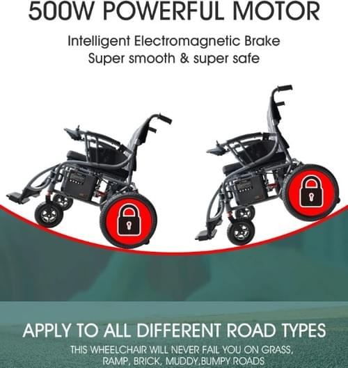 Electric Wheelchair Foldable Power Mobility Motorized Chair Shock ...