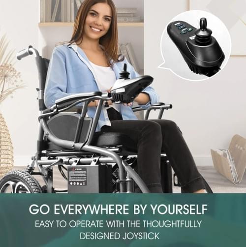 Electric Wheelchair Foldable Power Mobility Motorized Chair Shock ...