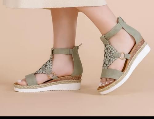 sandale compensé vert