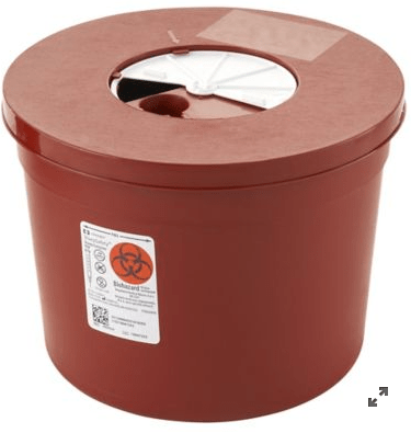 8950SA - SharpSafety™ Sharps Container, Rotor Lid, Round, Red, 5 Quart