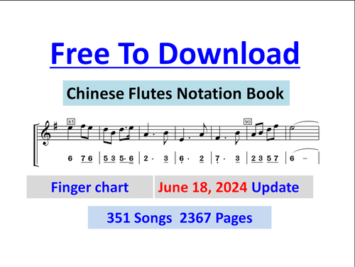 Free Songs Notation Score Book ( Chinese Bamboo Flute Finger Chart ...