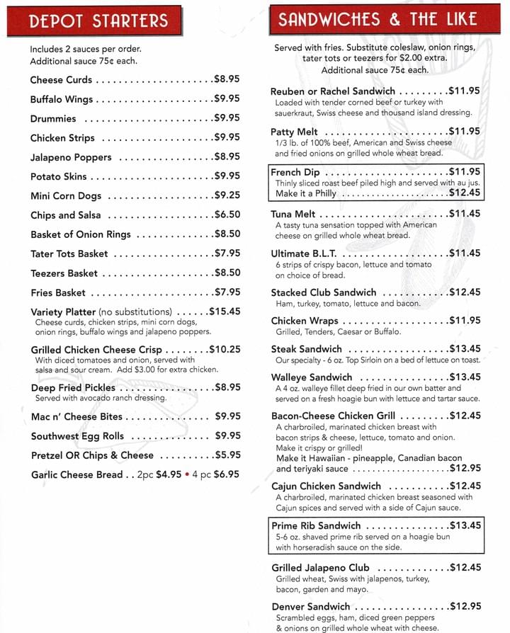 MENU - SUNSHINE DEPOT