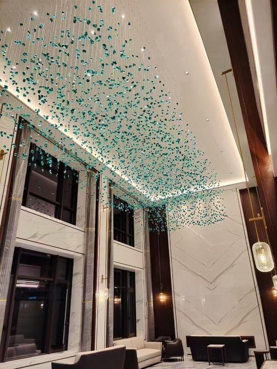 Custom Design Hotel Lobby large raindrop crystal chandelier