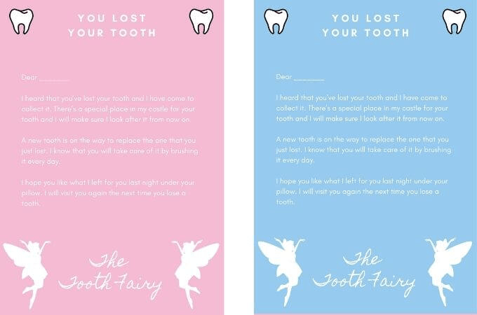 Tooth fairy letter template free