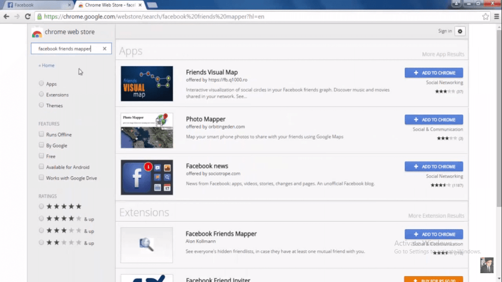 Chrome web store facebook friends mapper