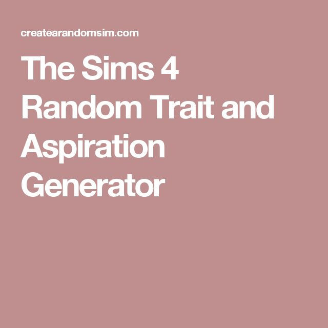Sims 4 mod random traits and more traites