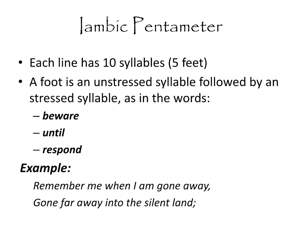 Shakespearean sonnet iambic pentameter