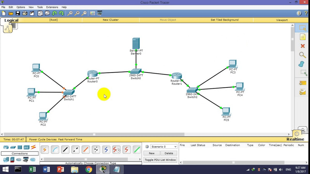 Example how to use cisco packet tracer commands
