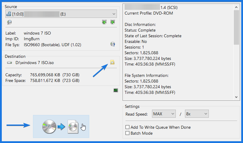 Disc image file to iso converter