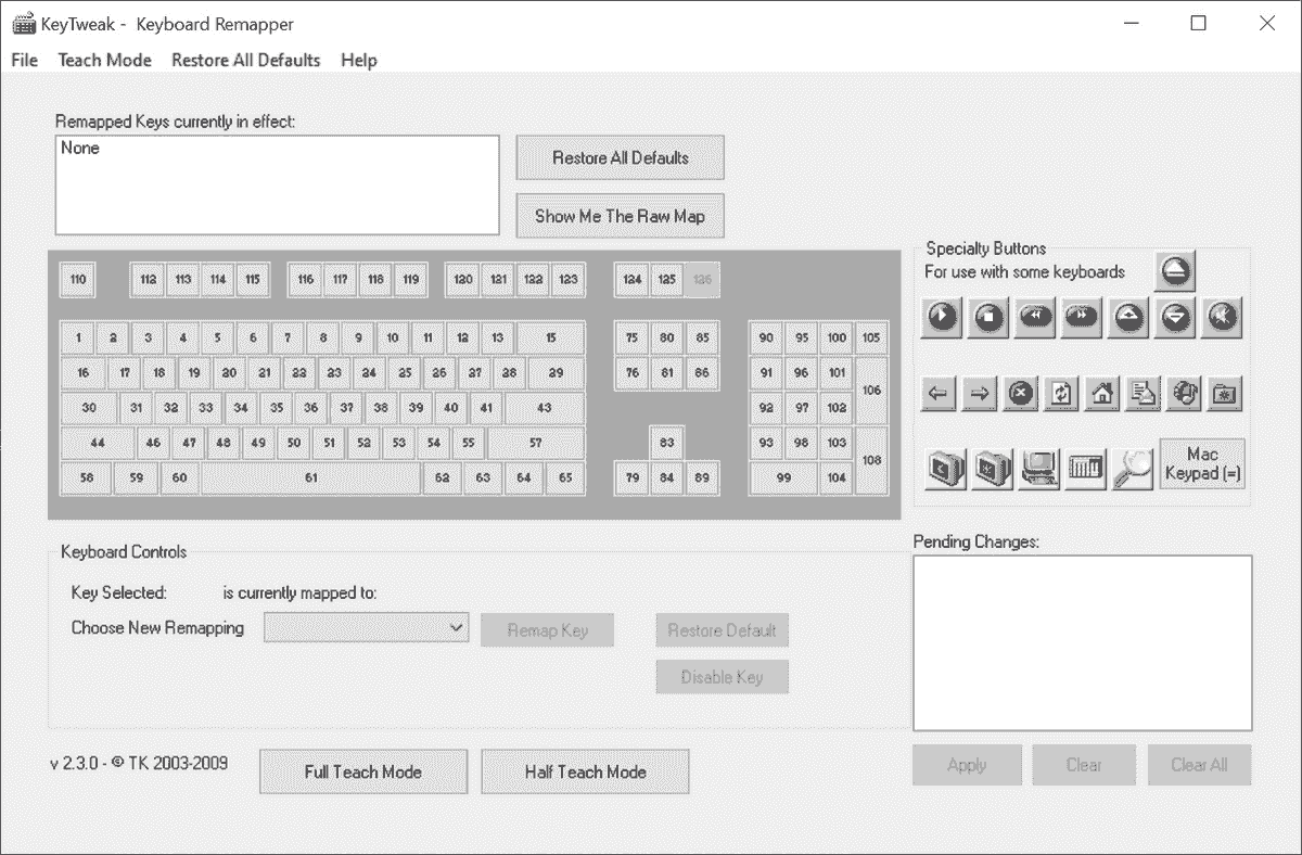 Change key bindings pc