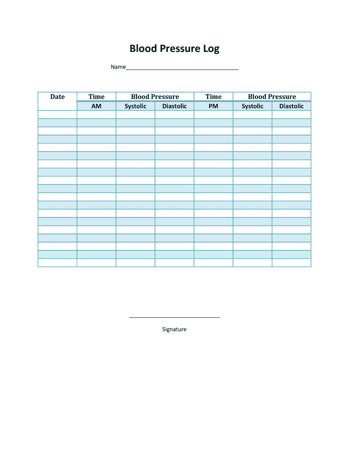 Blood pressure chart large print printable