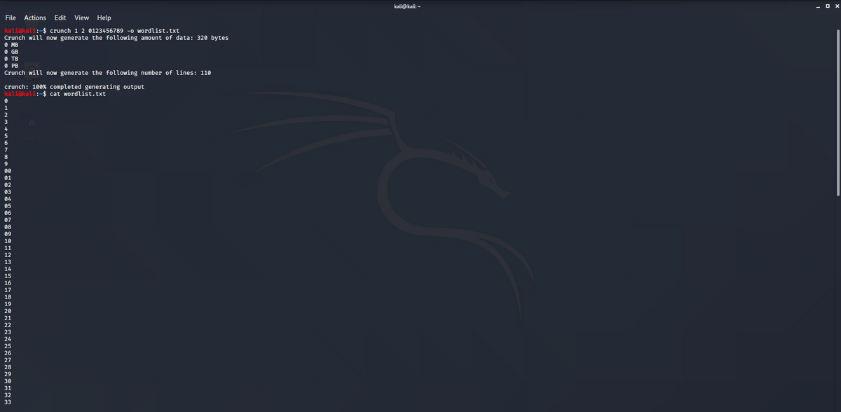 Kali linux word list