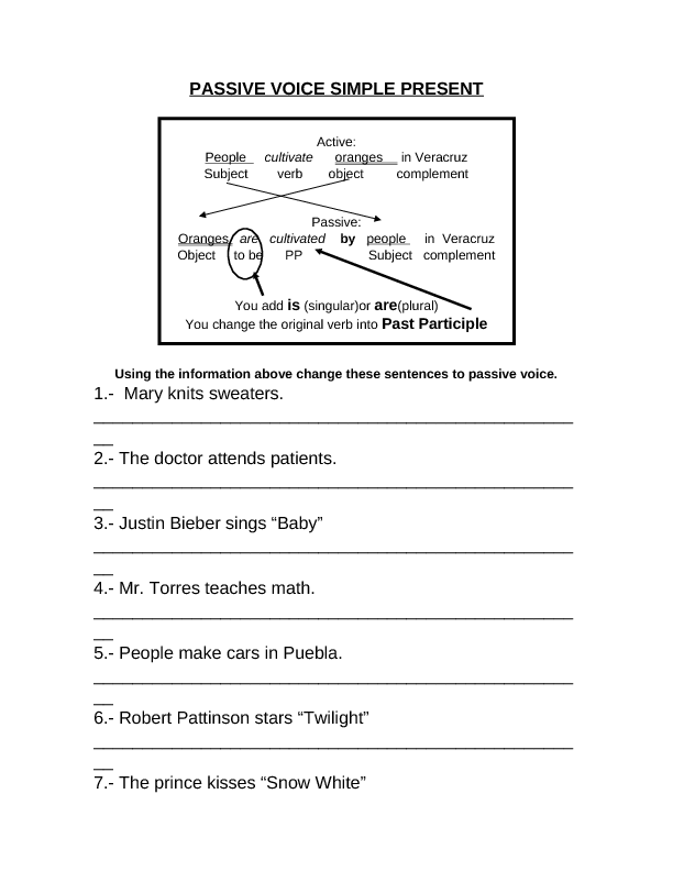 Passive and active voice year 6 worksheets