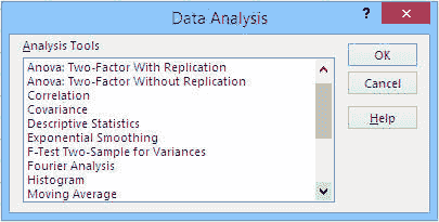 Data analytics add on for excel