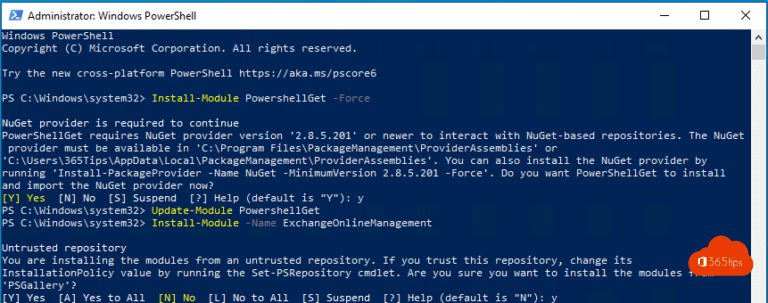 Install exchange online powershell module