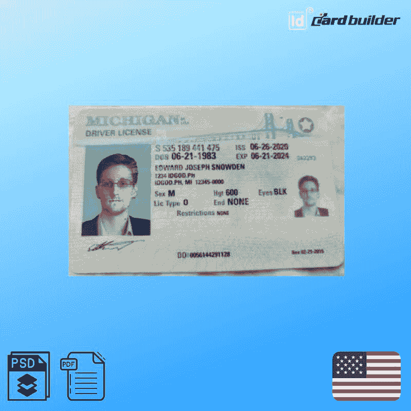 Fake michigan drivers license template