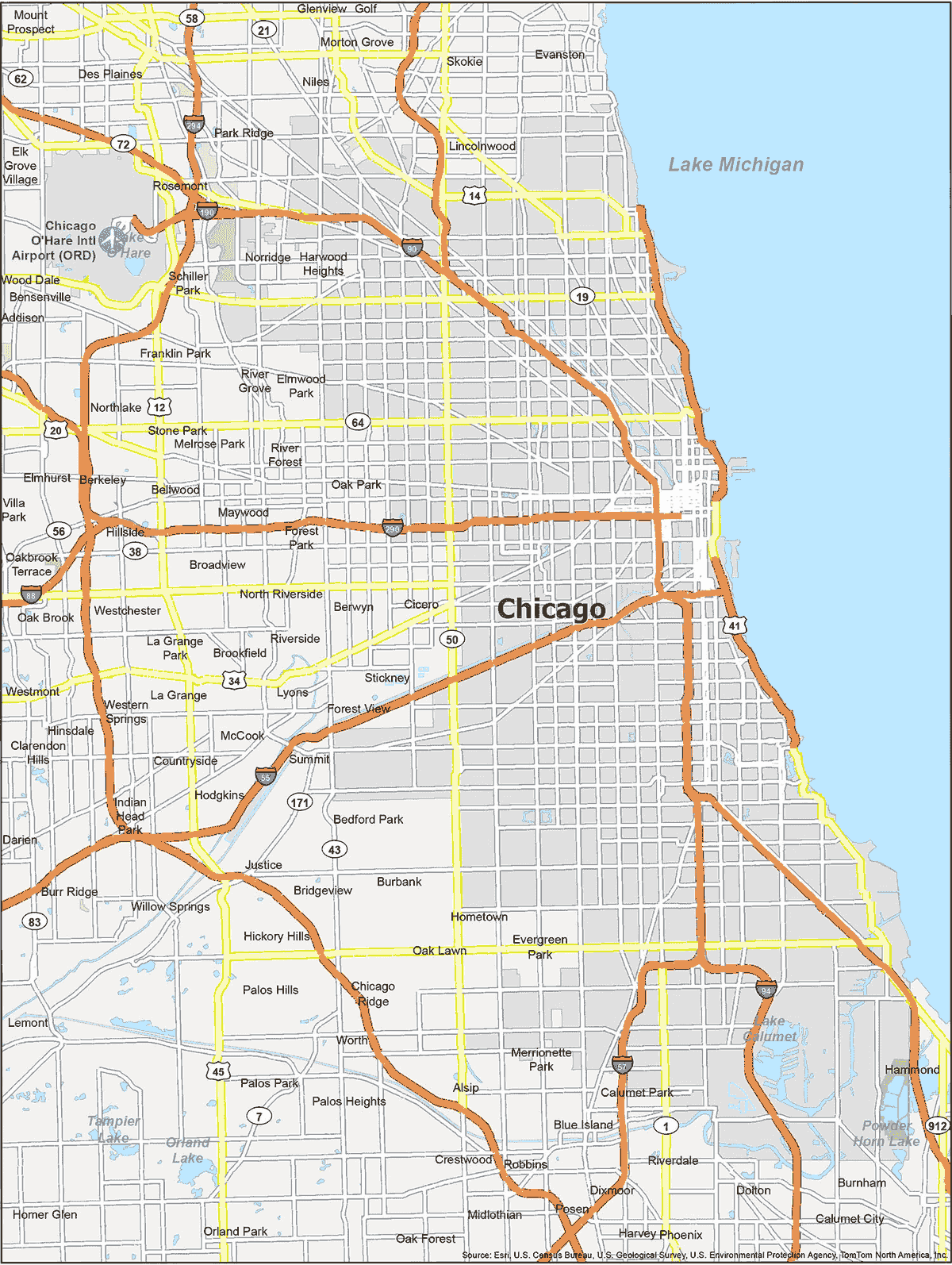 Grid map of chicago