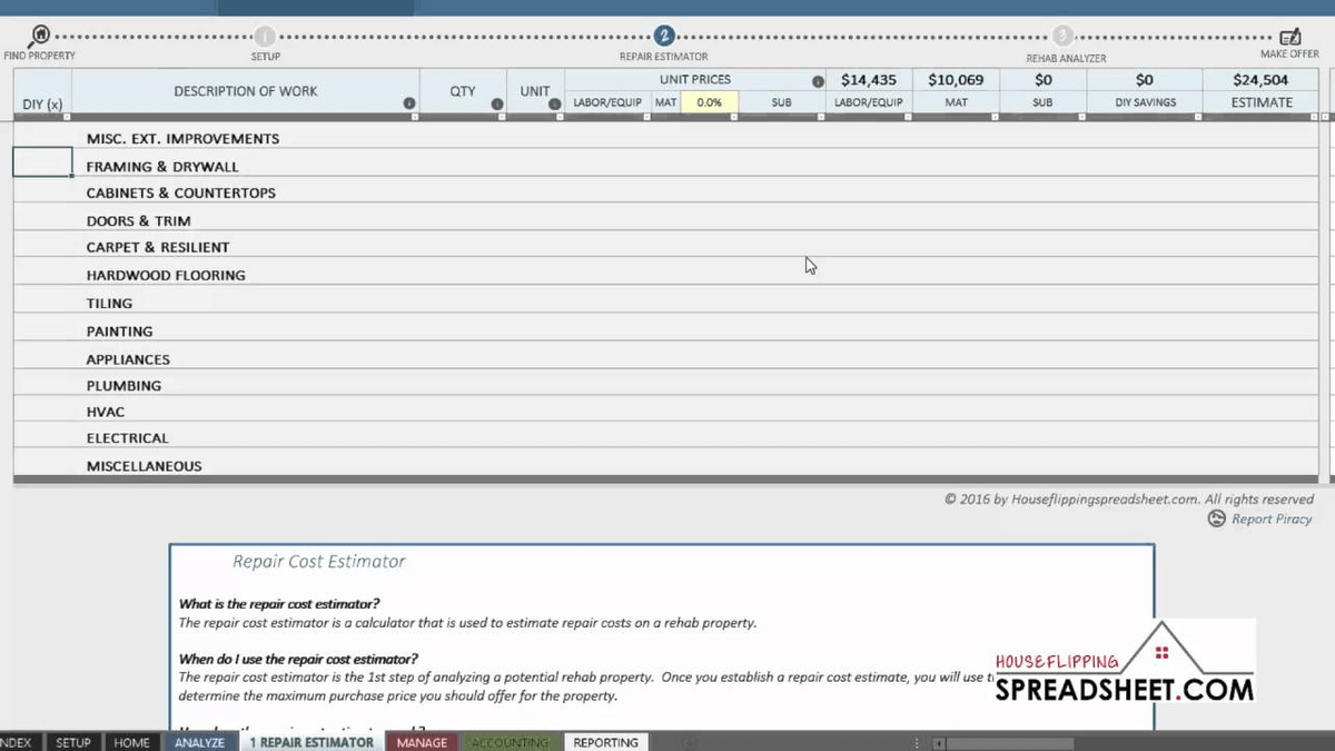 House building budget project estimate template