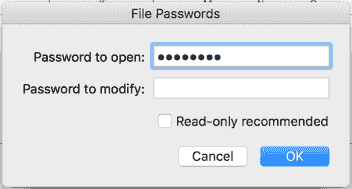 Office 2011 for mac password protect excel workbook