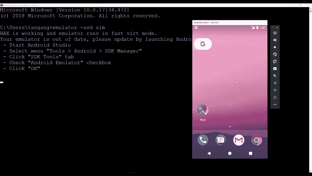 Android emulator mac command line