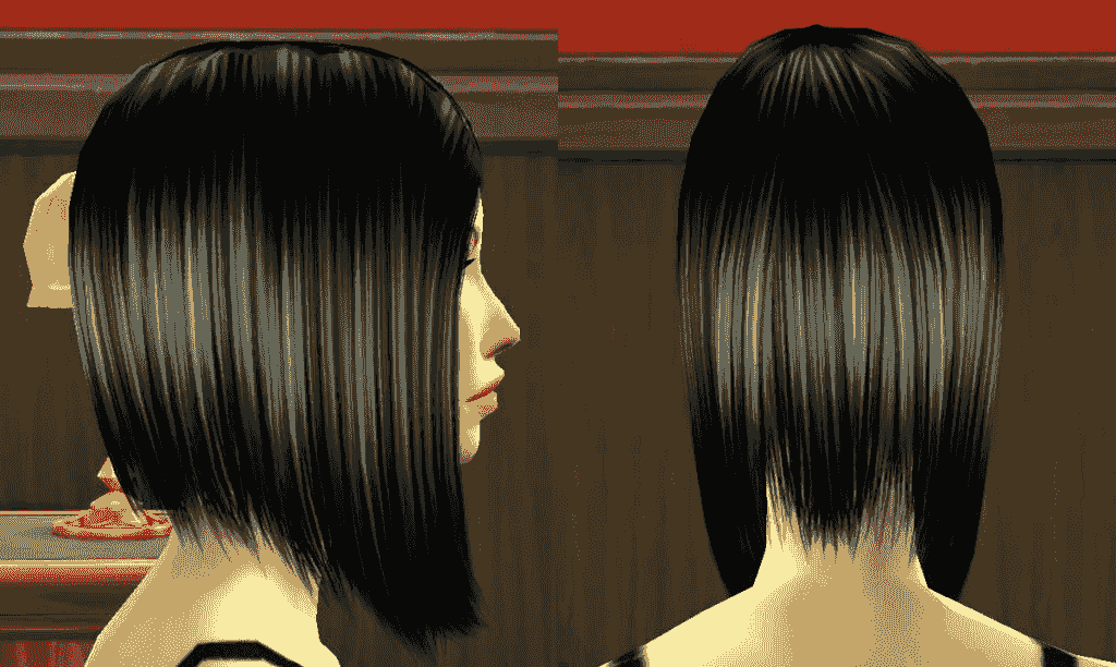 Sims 4 cc short bob hair with bangs that has spiky ends