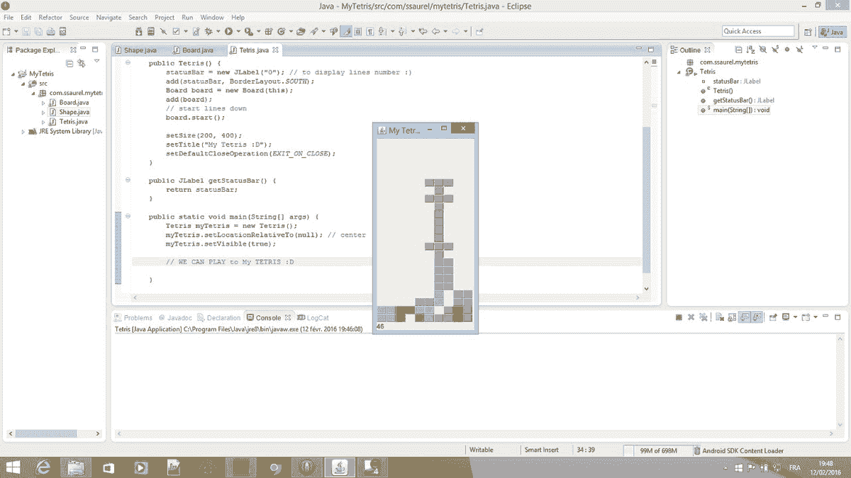 Java tetris game source code