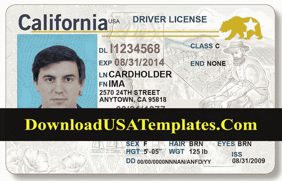 California drivers license template photoshop