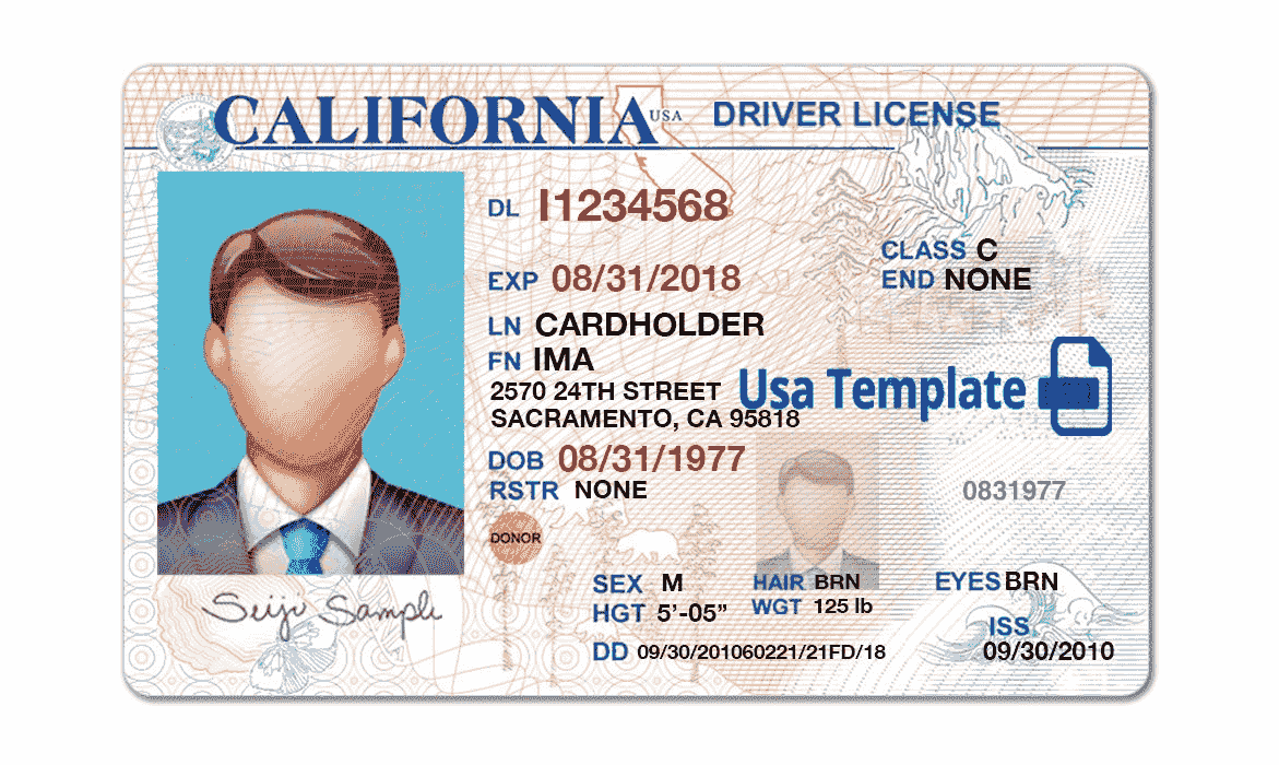 California drivers license template photoshop
