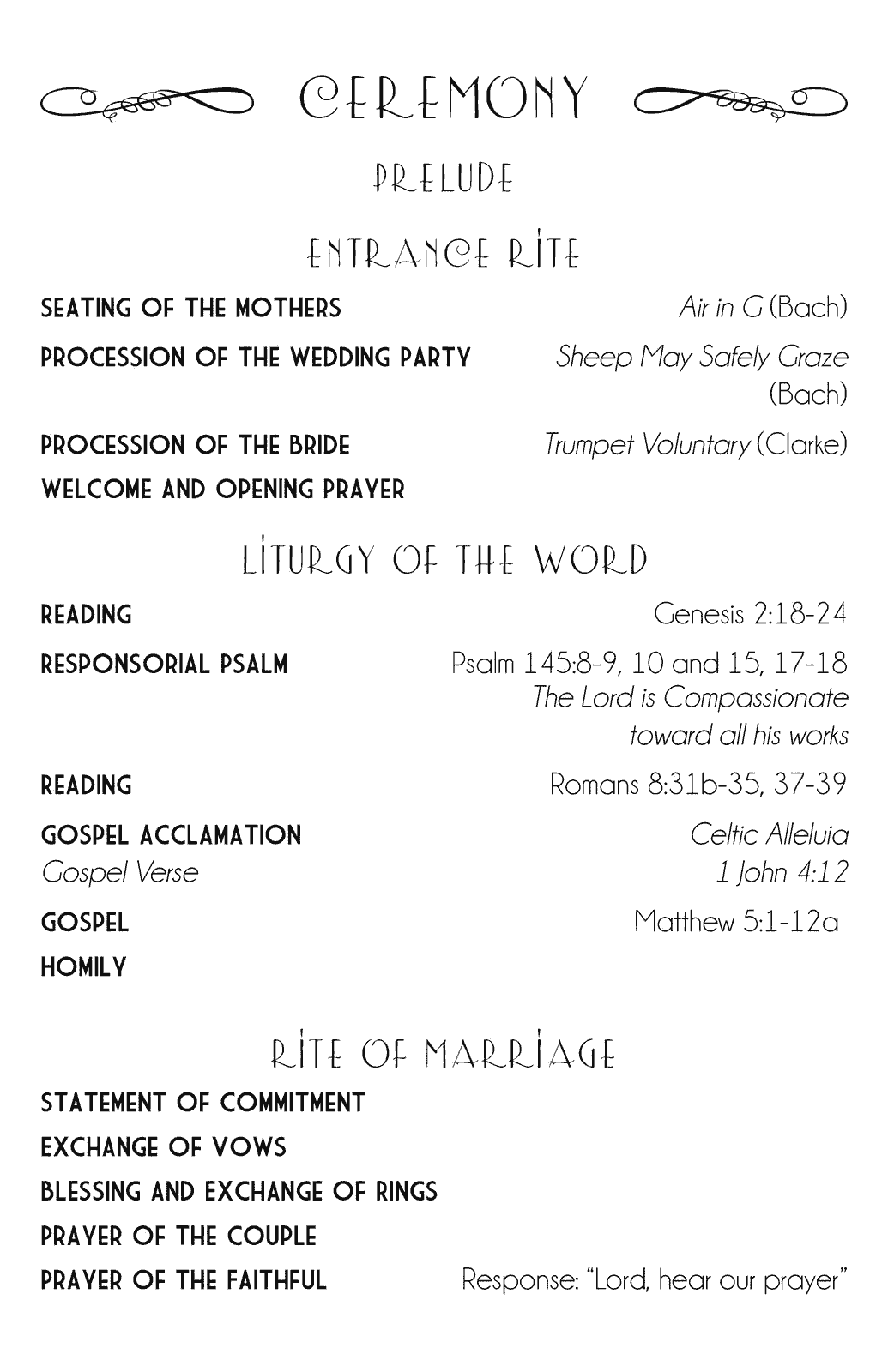 Secular wedding program template