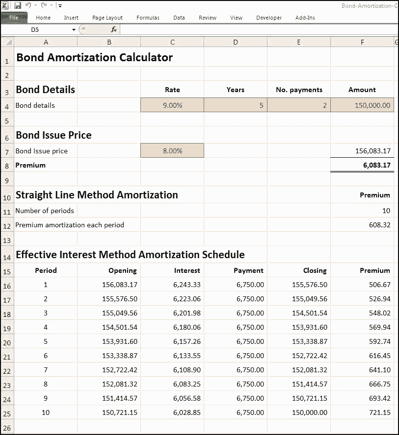 Excel amortization schedule