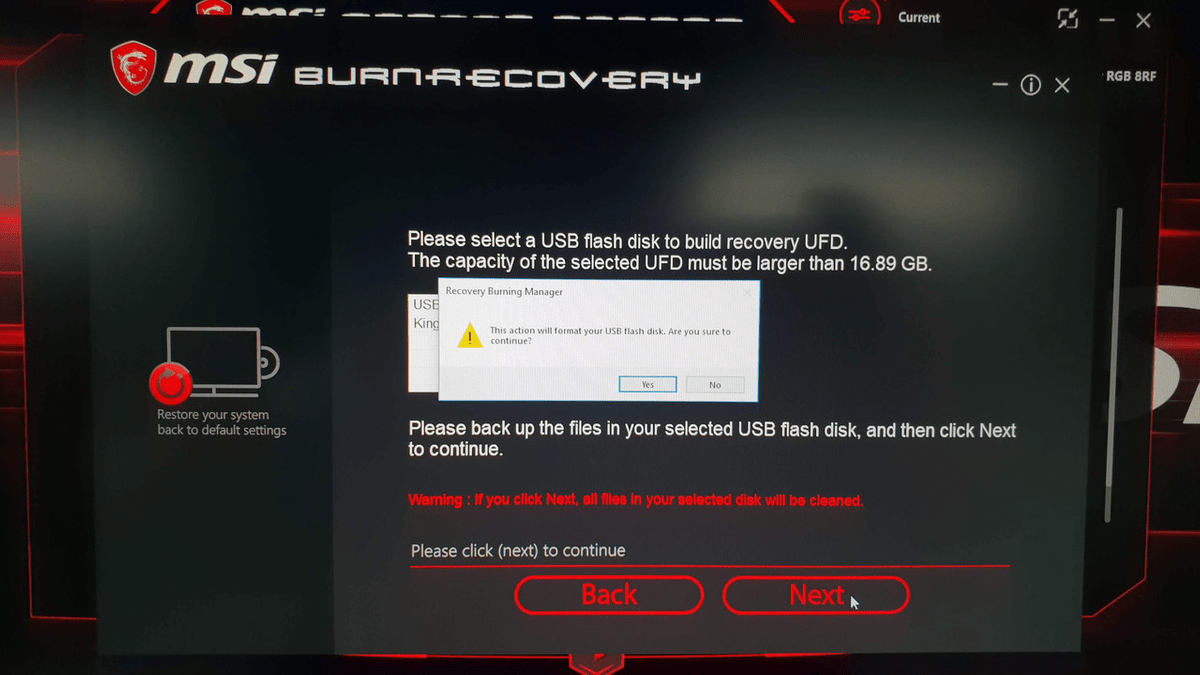 How does msi burn recovery work