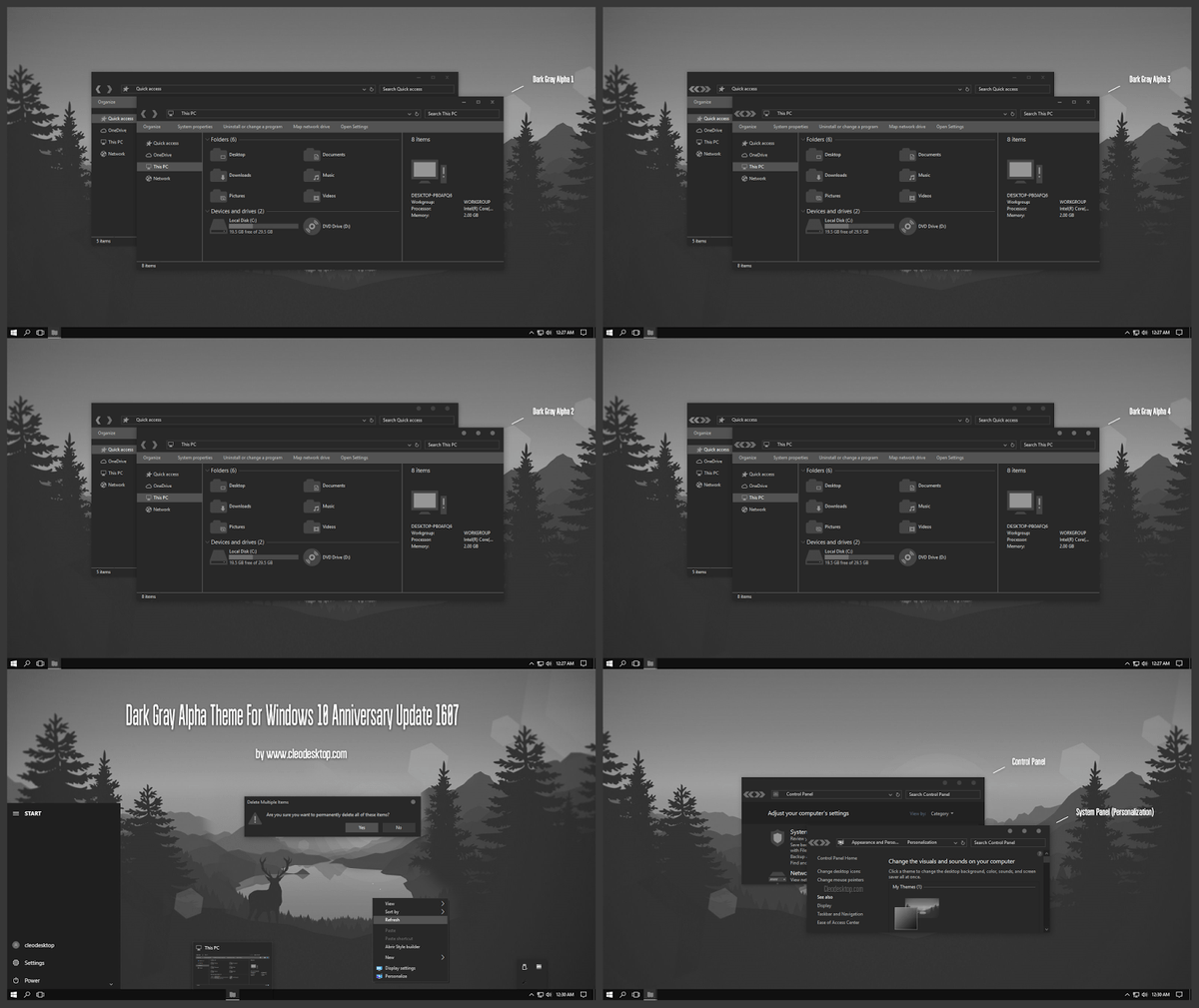 Dark gray theme for windows 10