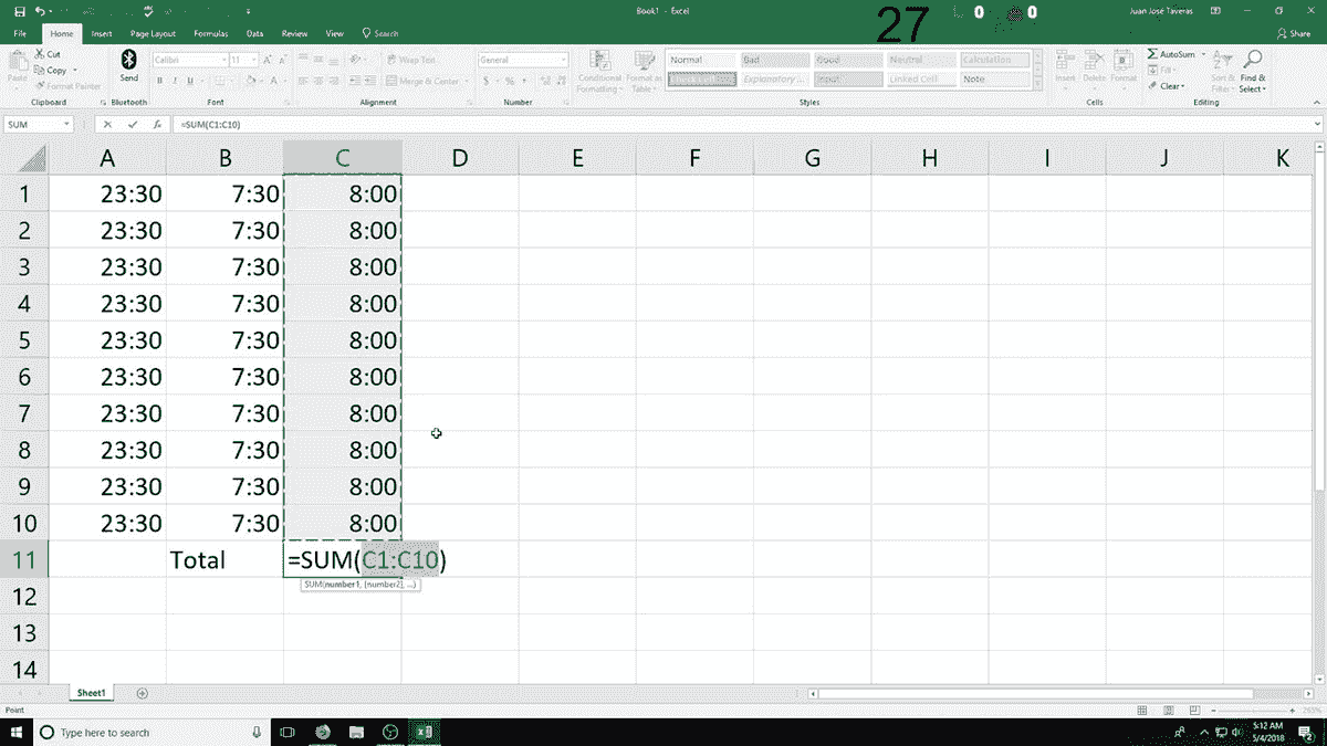 Excel hour calculation template