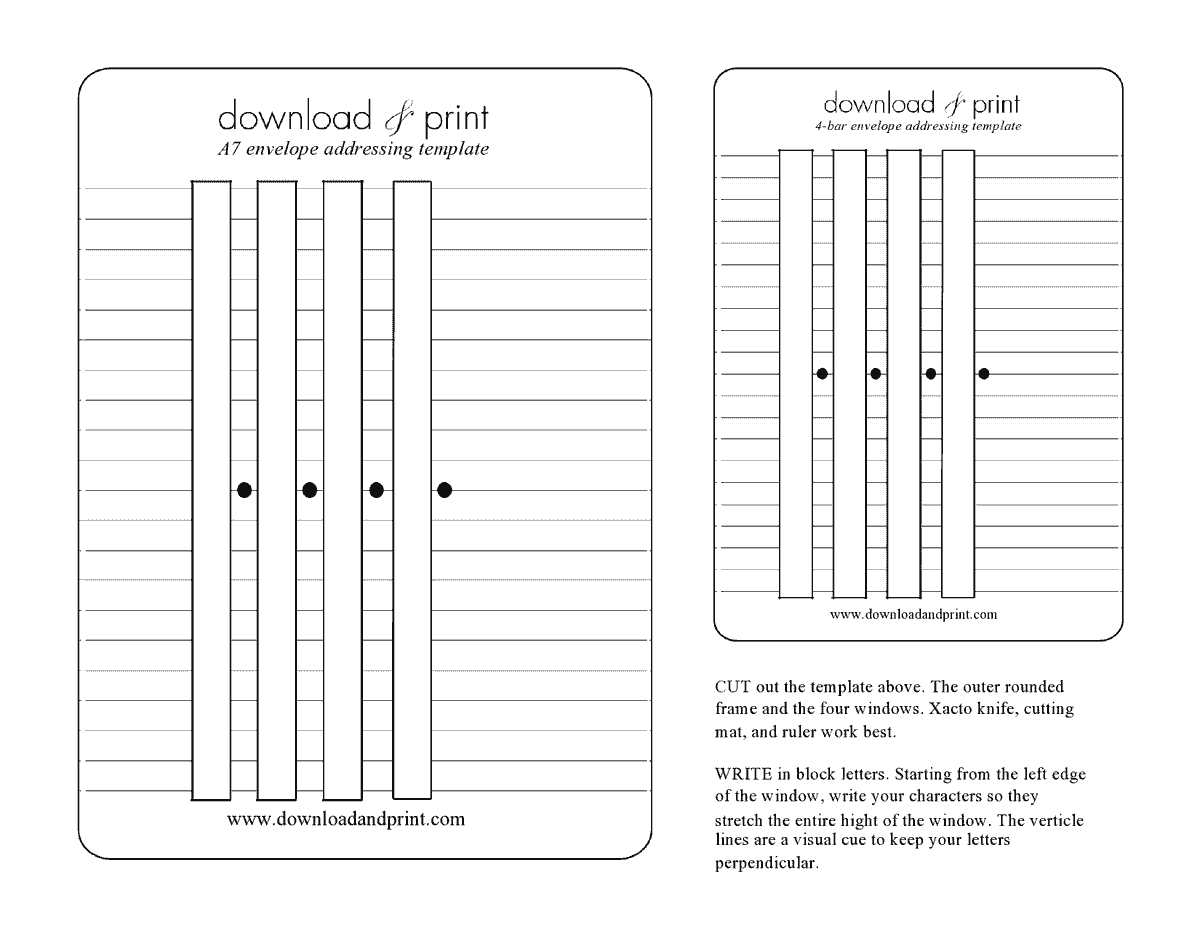 Printable envelope addressing template