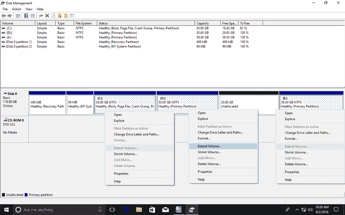 How to remove unallocated partition in windows 10