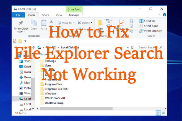 Windows 10 explorer search not finding files