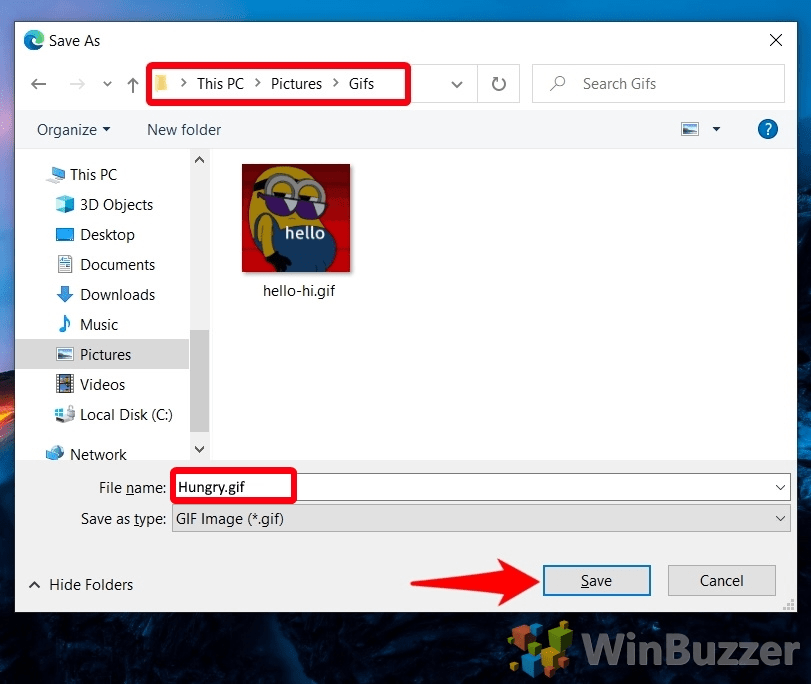 How to save gifs on windows 10