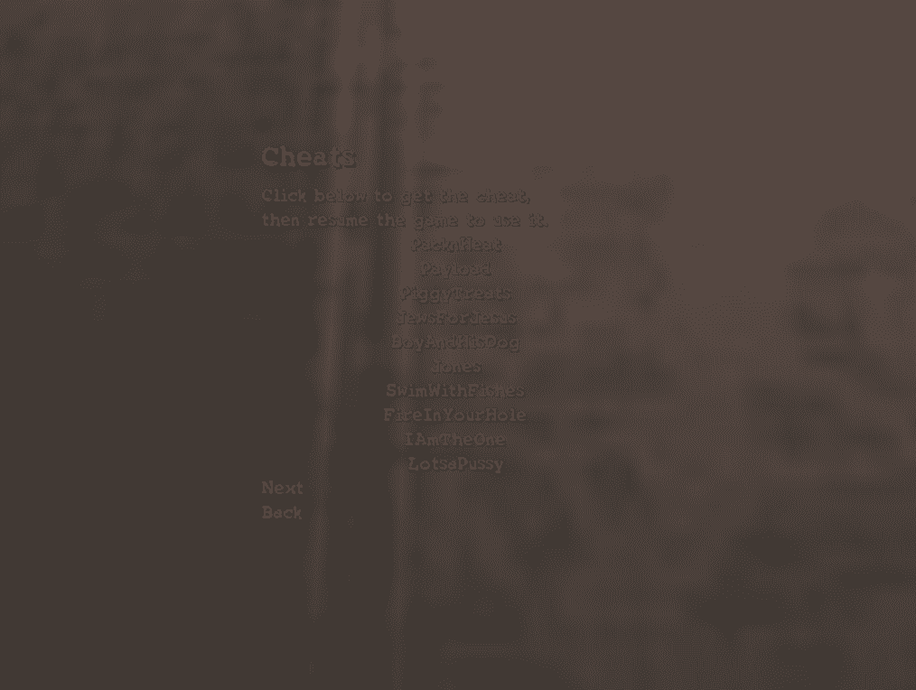Postal 2 cheat codes