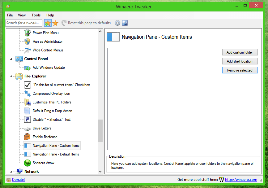 Windows 7 navigation pane customizer