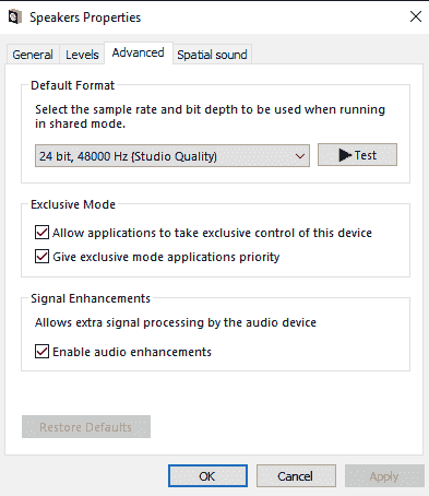 Missing playback device windows 10