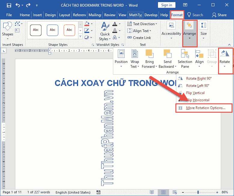How to rotate photo in word