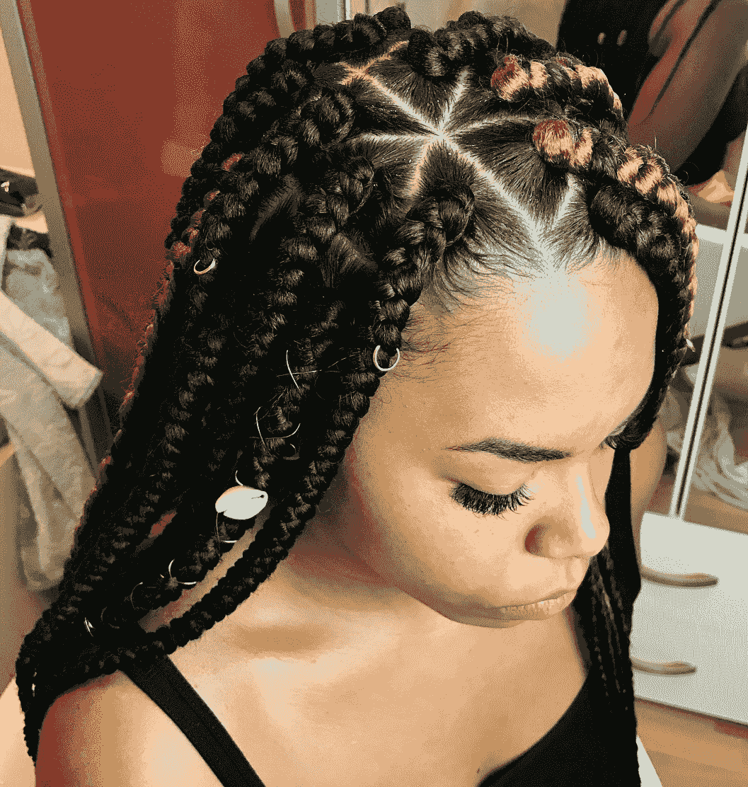 Jumbo box braids parting pattern
