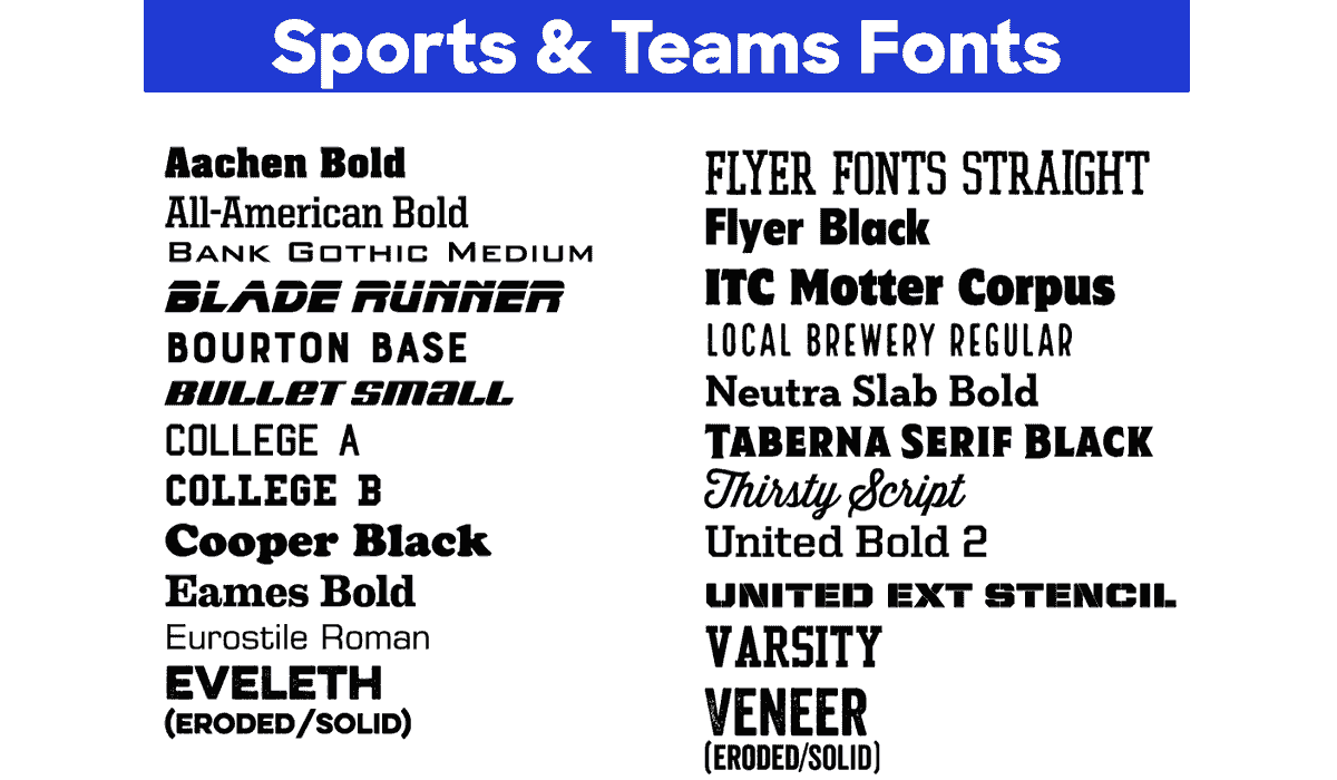font style list