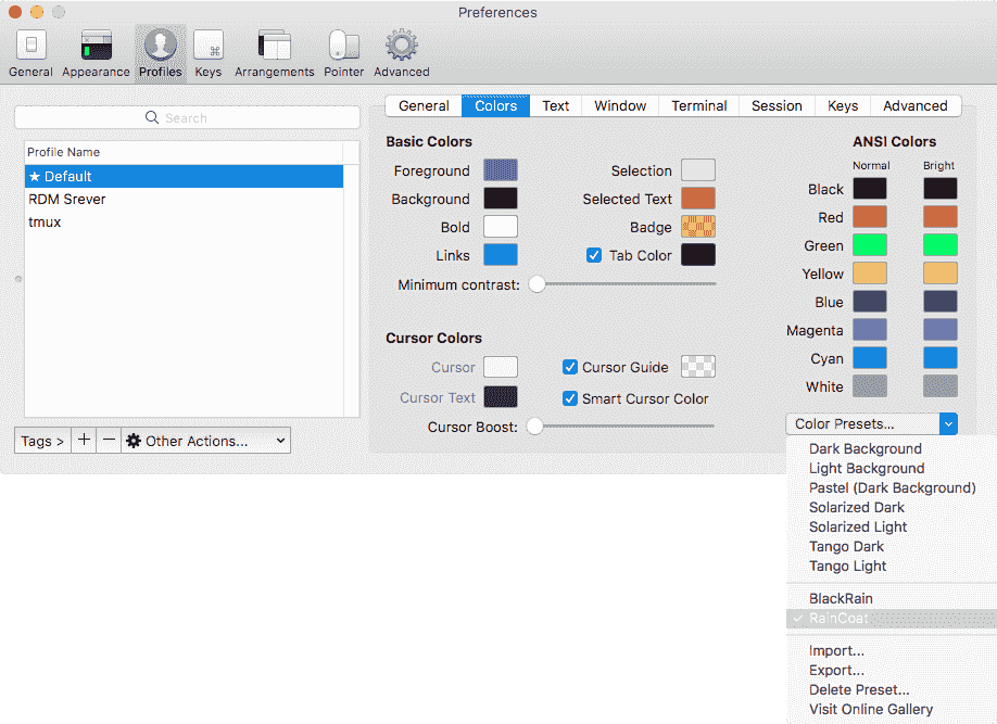 Iterm color scheme not working mac
