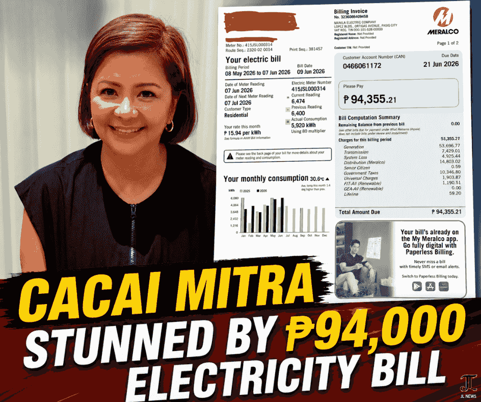 CACAI MITRA STUNNED BY ₱94,000 ELECTRICITY BILL