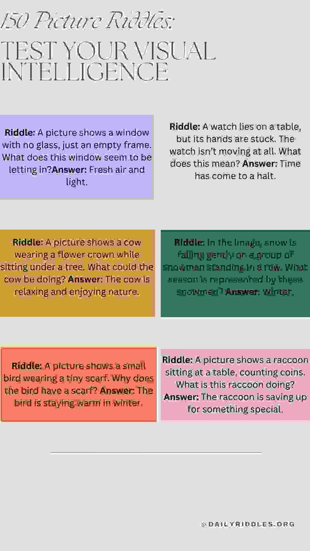 150 Picture Riddles: Test Your Visual Intelligence