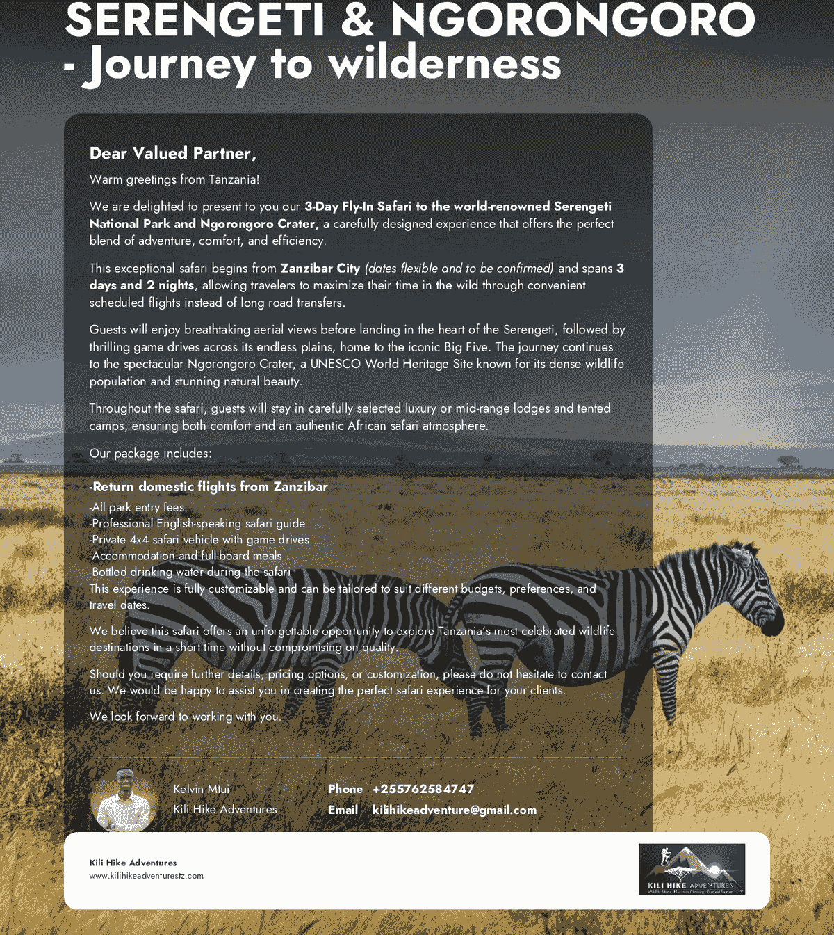 3-Day fly in safari - safari itineraries