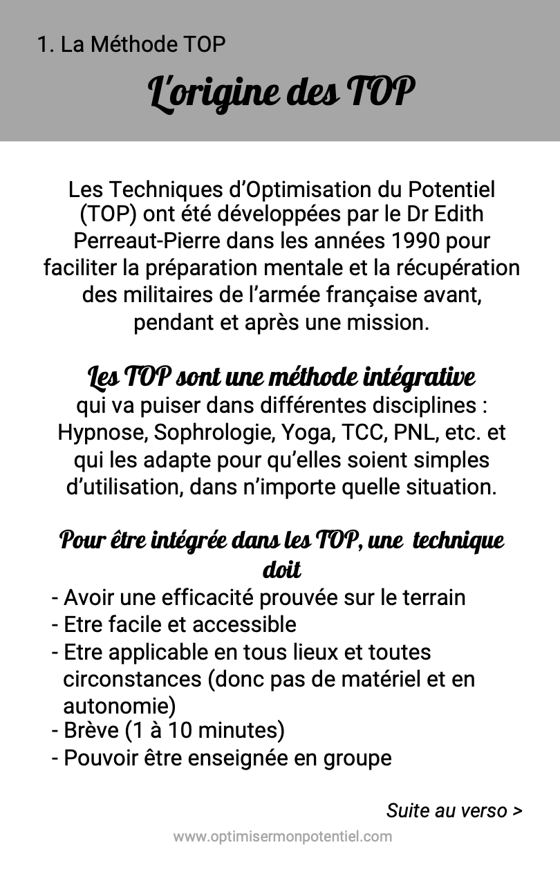 La méthode TOP - La méthode TOP Prise de conscience Dét...