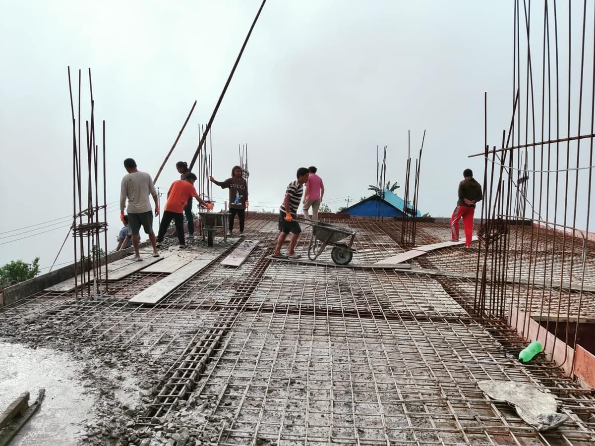 Construction Progress in Shree National Basic School, B...